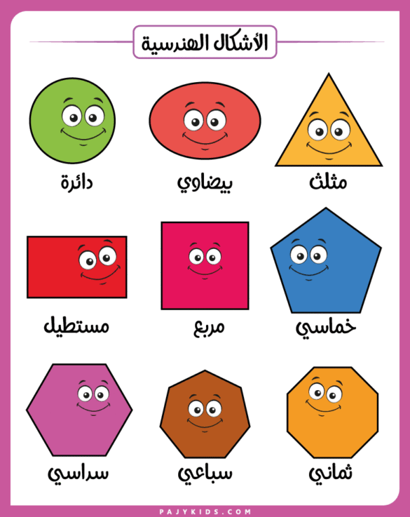Arabic Shapes Flashcards for Preschool Kids