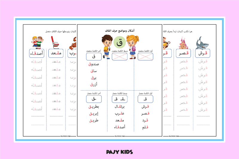Forms of the Letter Qaf at the Beginning, Middle, and End of a Word