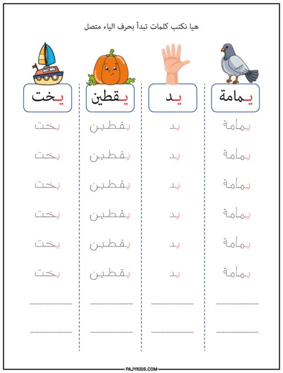 The Different Forms of the Letter Ya in Various Word Positions
