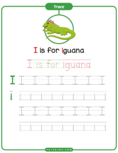 i is for iguana: Step-by-Step Letter Tracing