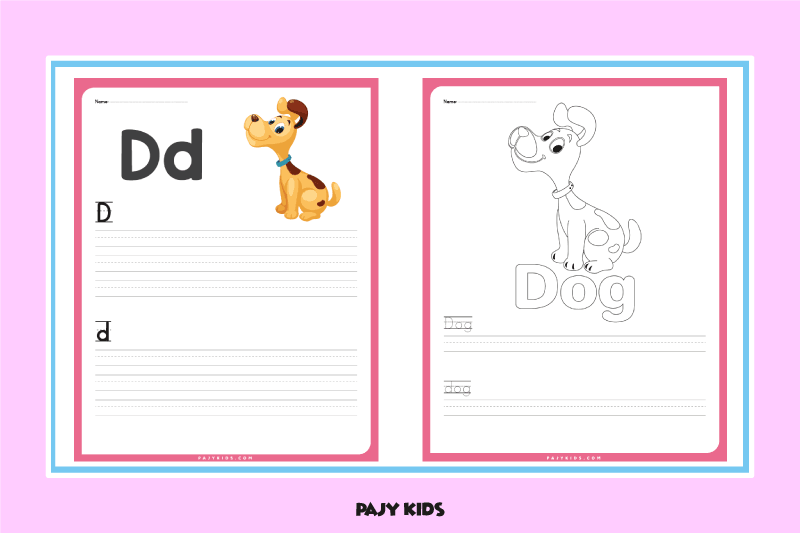 Letter d worksheet for kindergarten tracing and coloring