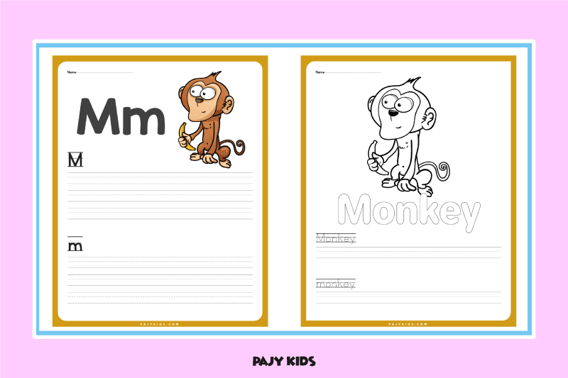 Letter m worksheet activities for early letter learning