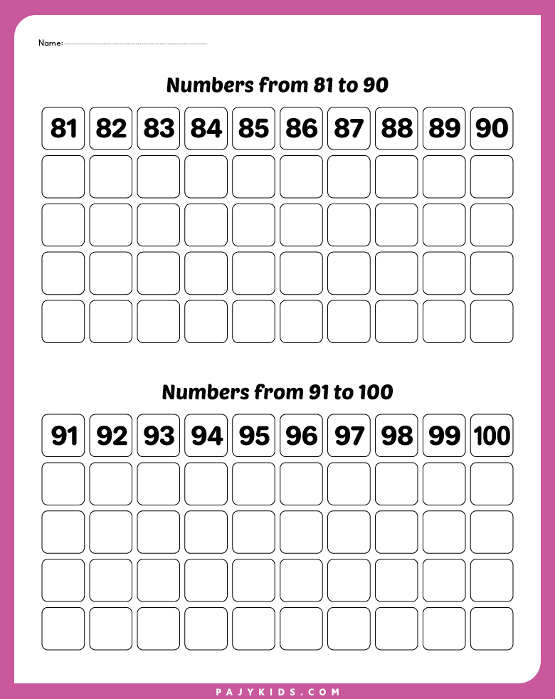 Number practice kindergarten Easy English Numbers 1–100