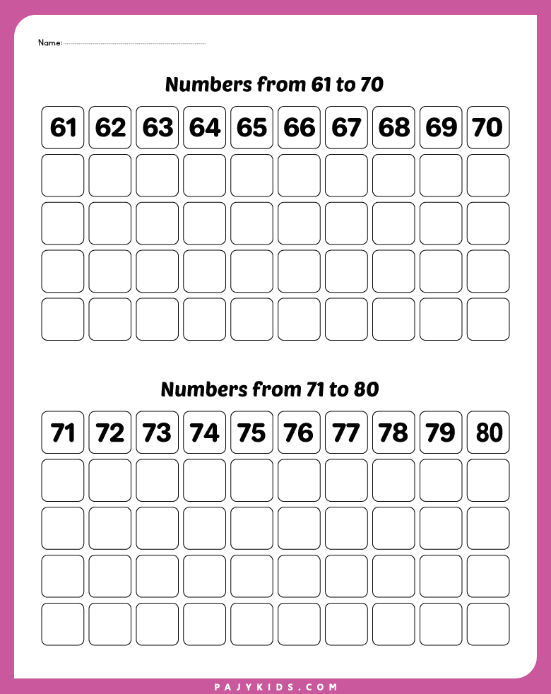 Number practice kindergarten Easy English Numbers 1–100