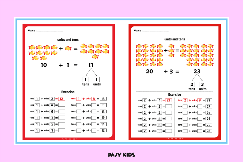 Ones and Tens Easy Exercises for Early Math