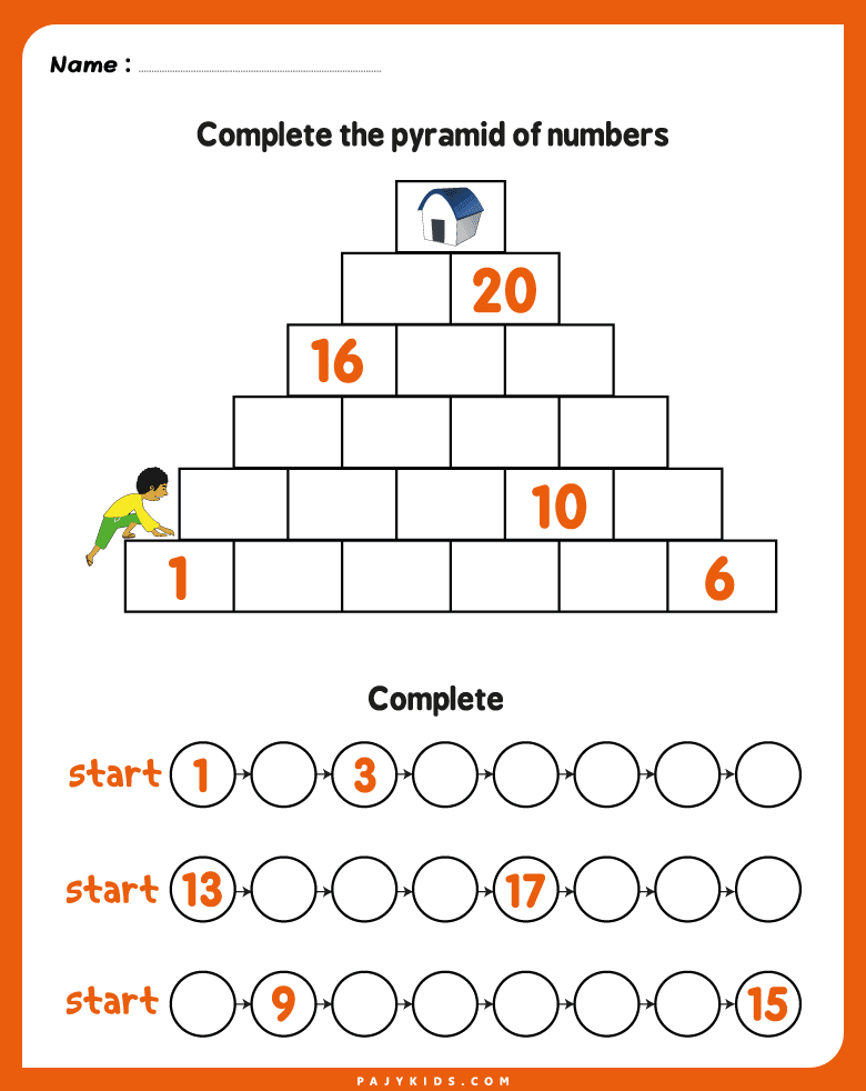 Pre k math sheet English Number Matching Activities