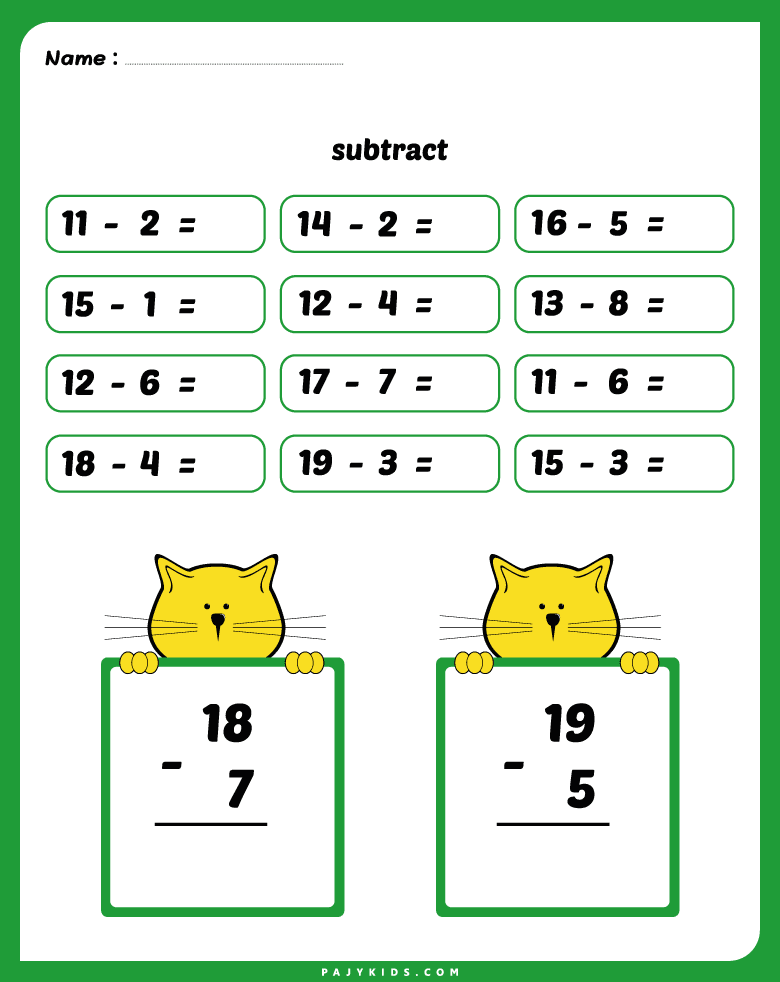 Subtraction Worksheets Easy Practice for Kindergarten