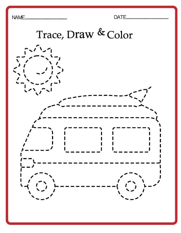 Printable Summer Tracing Worksheets: Trace, Color, and Learn