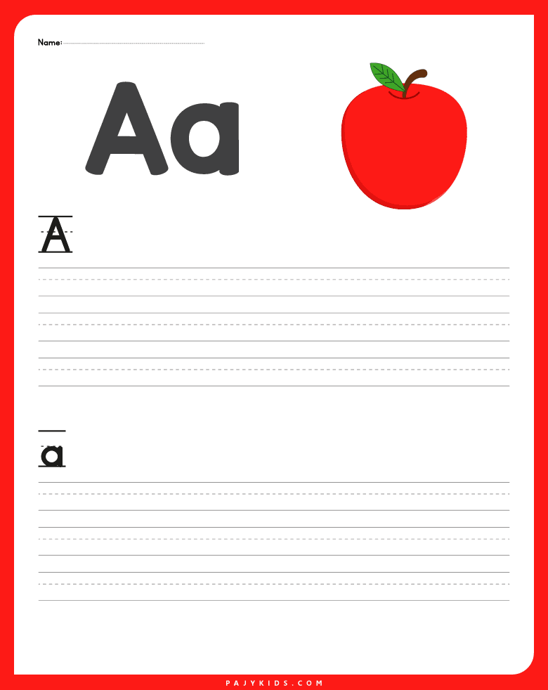 Fun letter a worksheet with writing and coloring activities