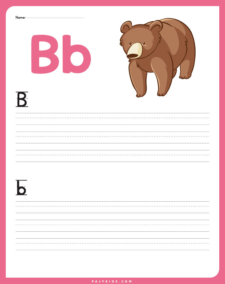 Letter b worksheet for kindergarten capital and small letter activities
