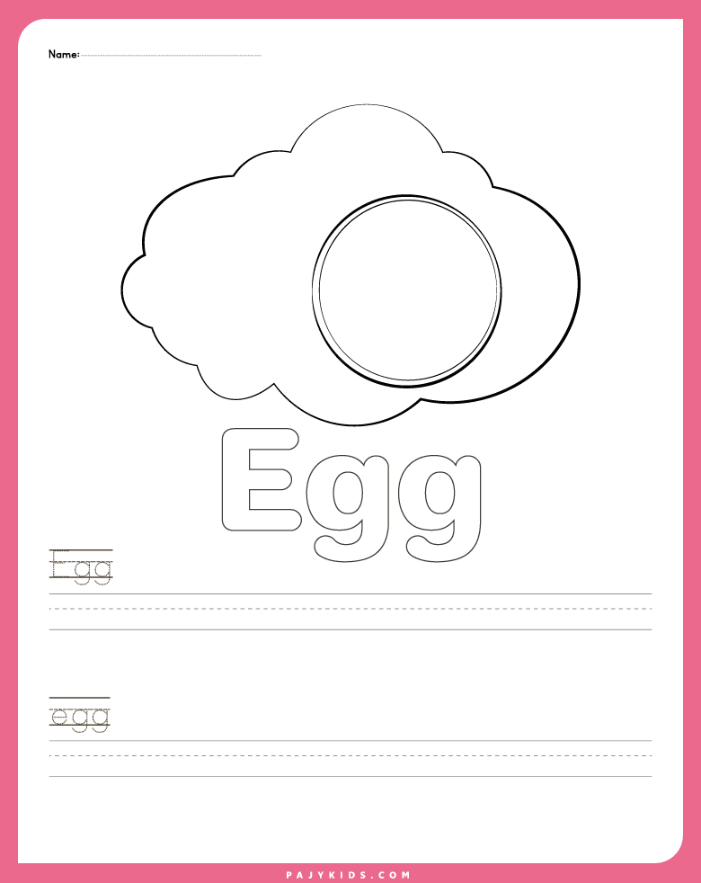 All-in-one letter e worksheet with tracing and coloring