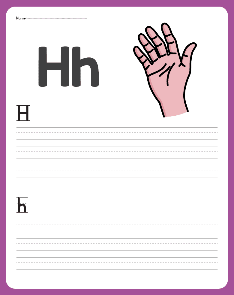 Letter h worksheet for kindergarten tracing and coloring
