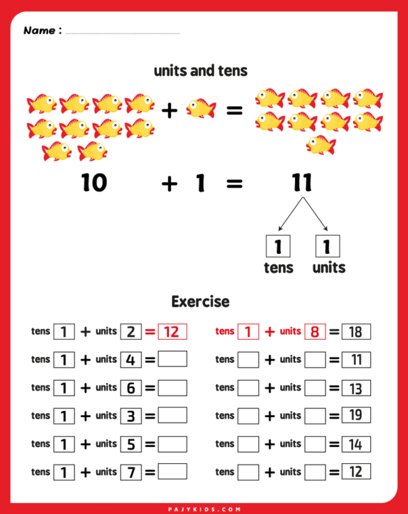Ones and Tens Easy Exercises for Early Math