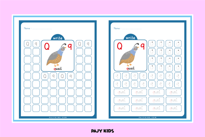 Tracing Letter Q Worksheets for Kindergarten Writing Practice