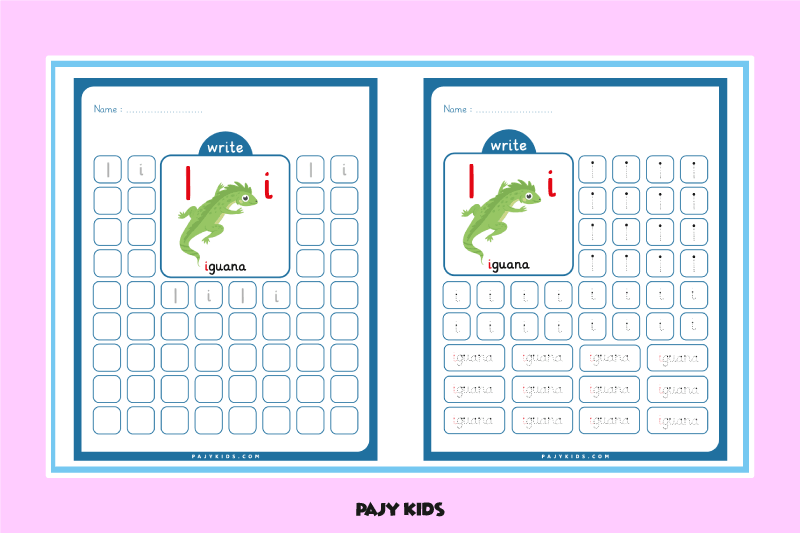 Letter I Tracing Sheet Activities for Kindergarten