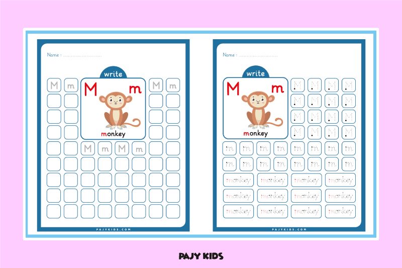 Letter M Trace Worksheet to Build Early Handwriting Skills