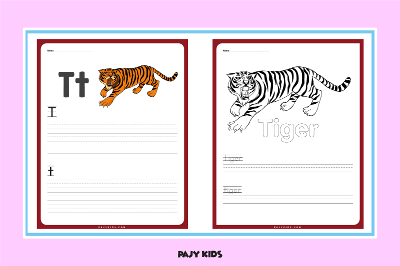 Letter T Worksheet Set for Kindergarten: T Is for Tiger