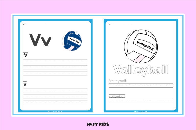 Letter V Worksheet for Kindergarten: V Is for Volleyball