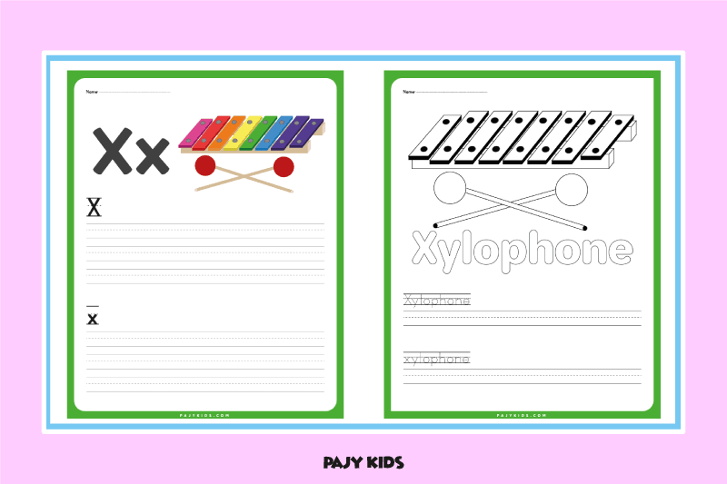 Letter X Worksheet for Kindergarten: X Is for Xylophone