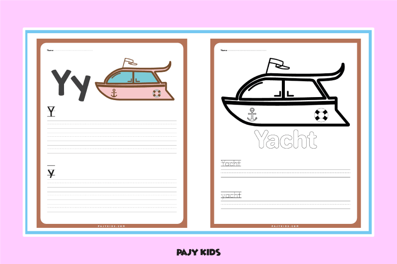 Letter Y Worksheet for Kindergarten: Y Is for Yacht