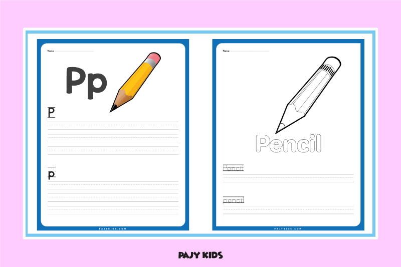 Letter p Worksheet for Kids: Trace and Color Activities