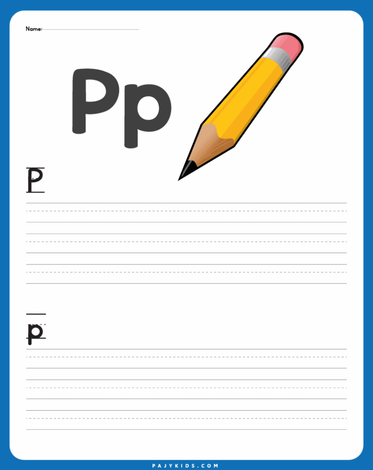 Letter p Worksheet for Kids: Trace and Color Activities