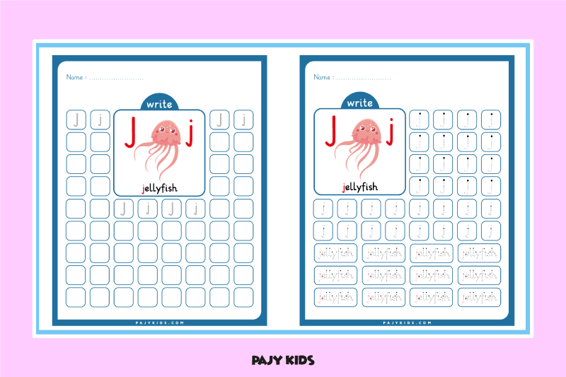Tracing Letter J Worksheets for Kindergarten Learners