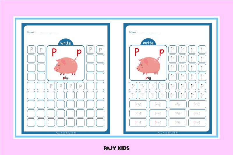 Tracing Letter P Worksheets for Kindergarten