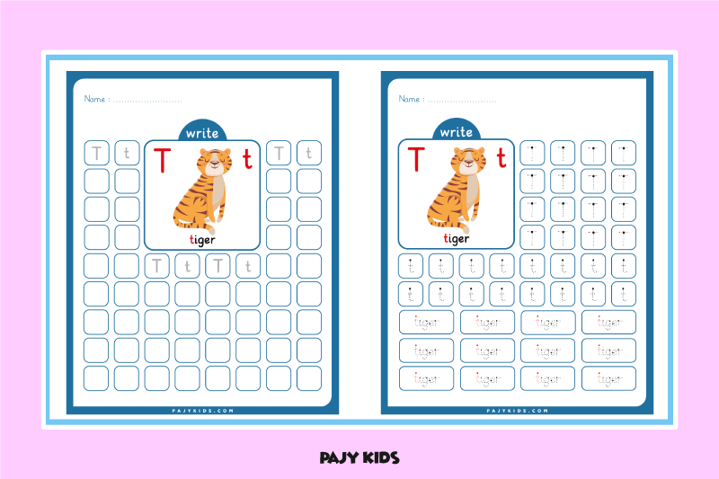 Tracing Letter T Worksheets for Kindergarten Writing Practice