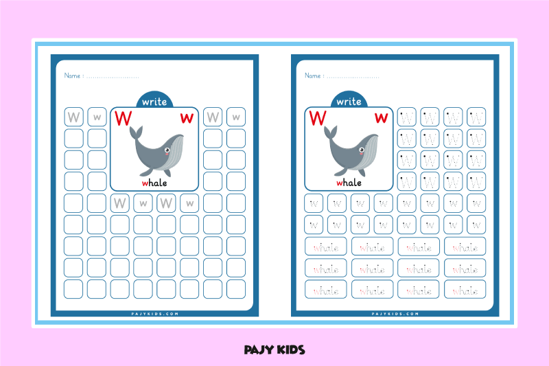 Tracing Letter W Worksheets for Kindergarten Writing Practice