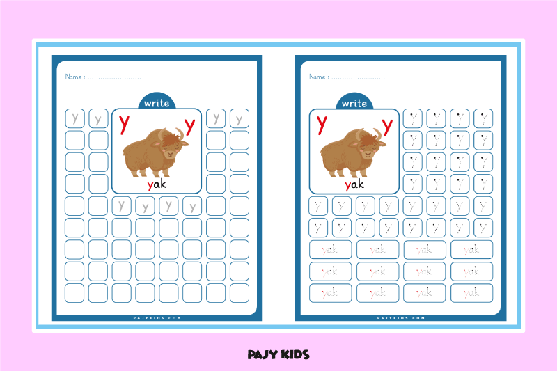 Tracing Letter Y Worksheets for Kindergarten Practice