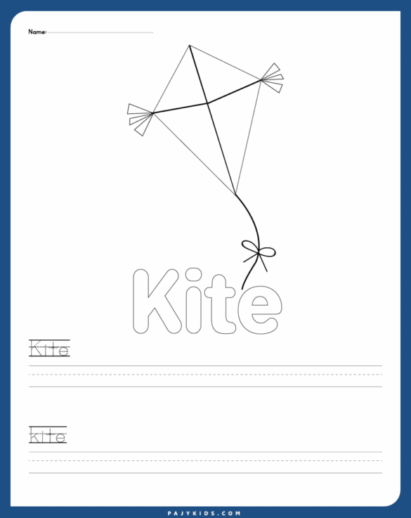 Letter k worksheet for kindergarten tracing and coloring