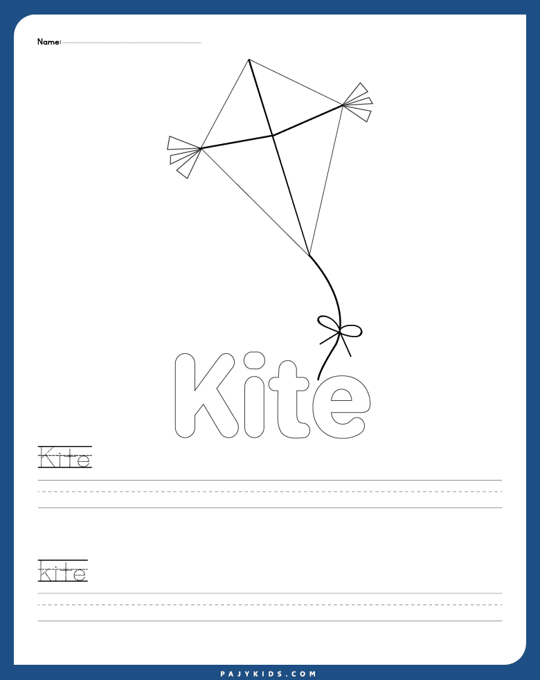Letter k worksheet for kindergarten tracing and coloring