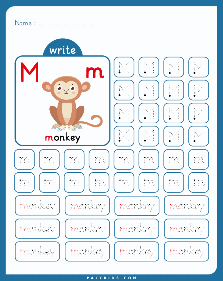 Letter M Trace Worksheet to Build Early Handwriting Skills