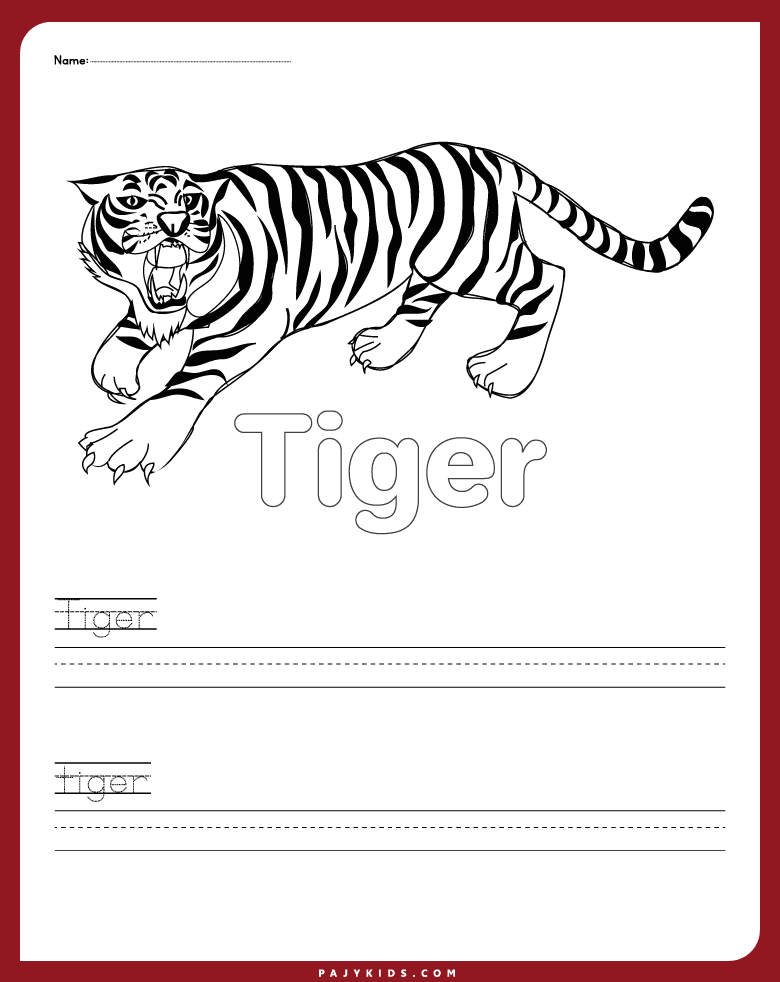 Letter T Worksheet Set for Kindergarten: T Is for Tiger