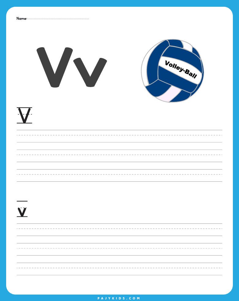 Letter V Worksheet for Kindergarten: V Is for Volleyball