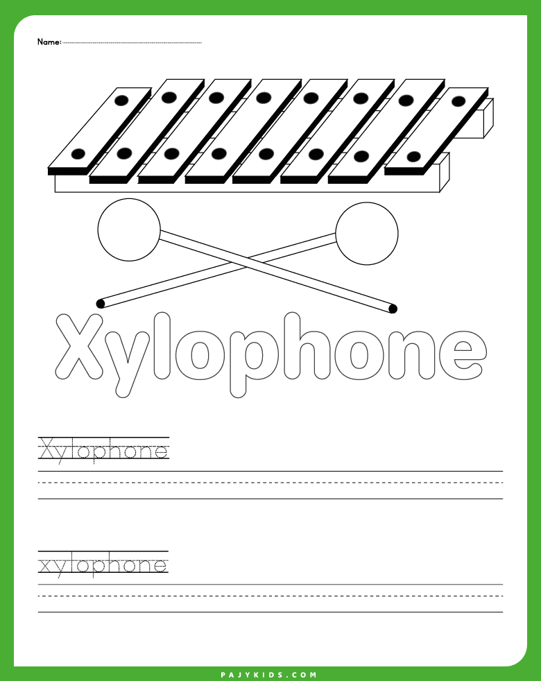Letter X Worksheet for Kindergarten: X Is for Xylophone