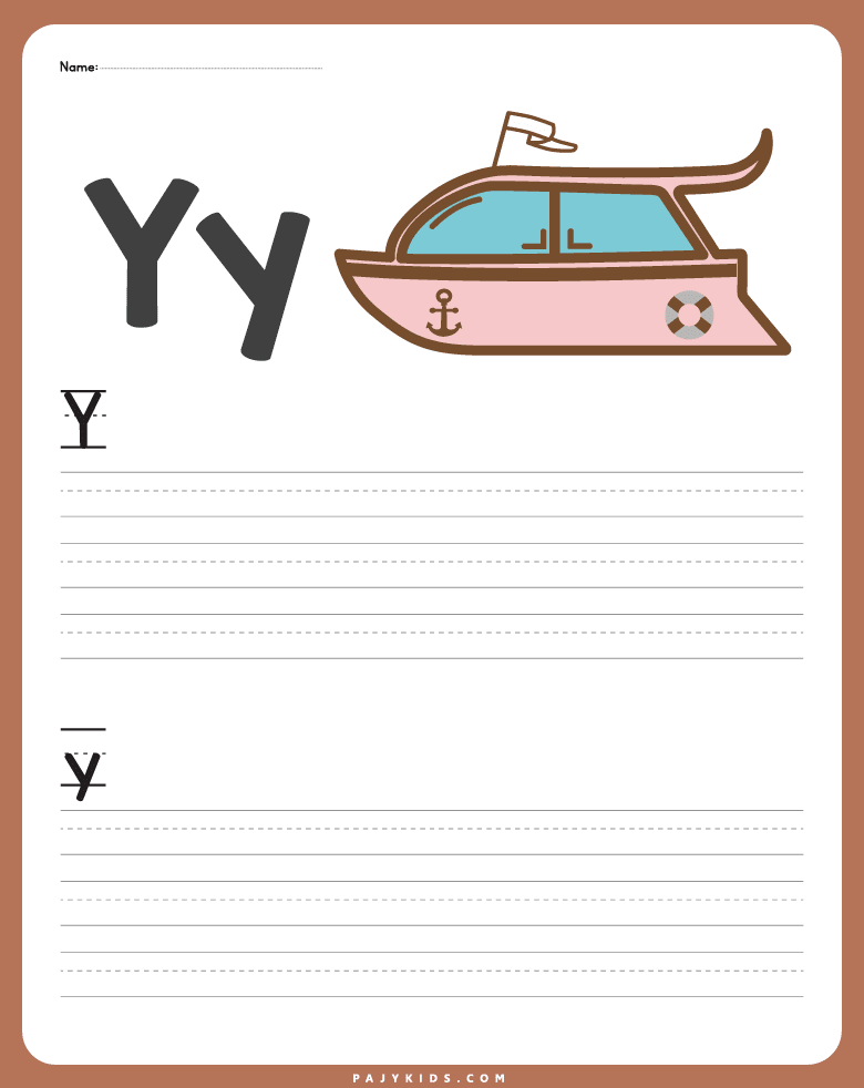 Letter Y Worksheet for Kindergarten: Y Is for Yacht
