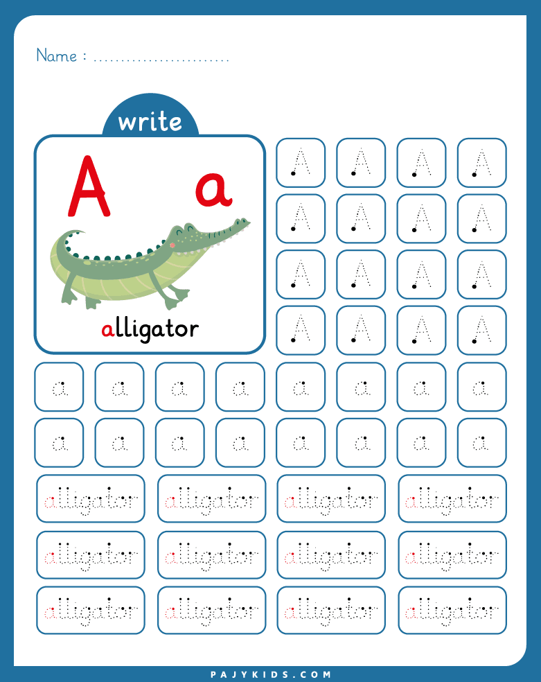 Tracing Letter A Worksheets for Kindergarten