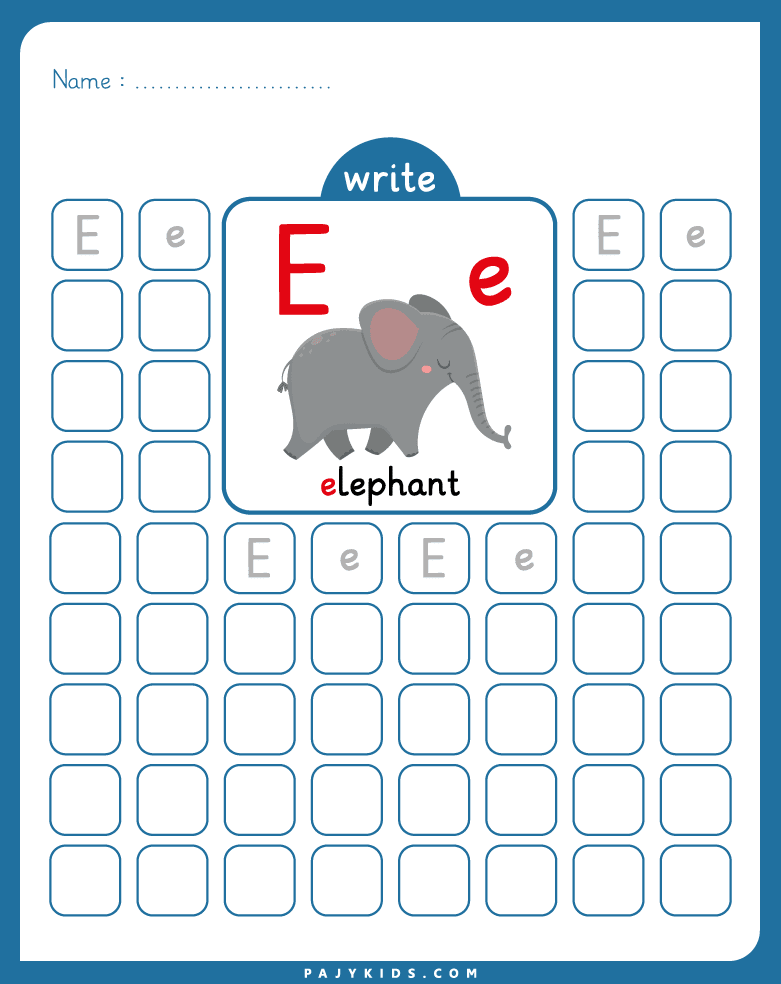 Tracing Letter E Worksheets for Kindergarten