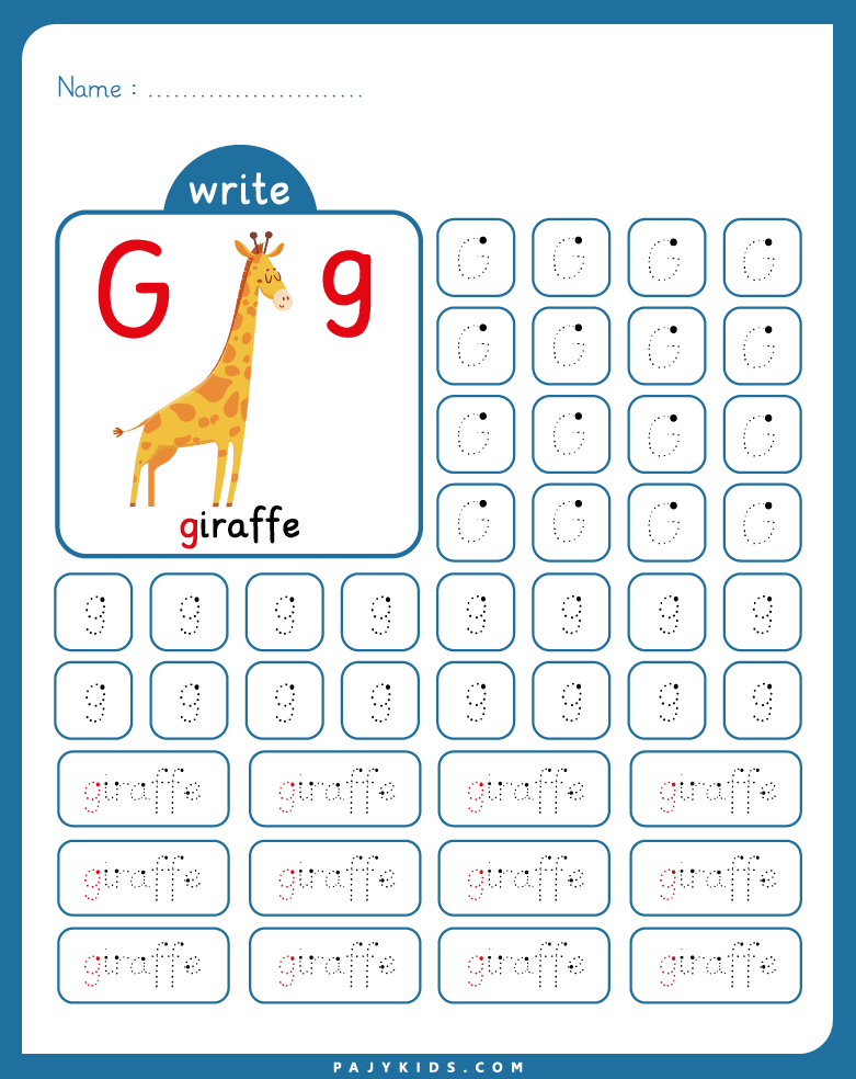 Tracing Letter G: Early Handwriting Practice for Kids