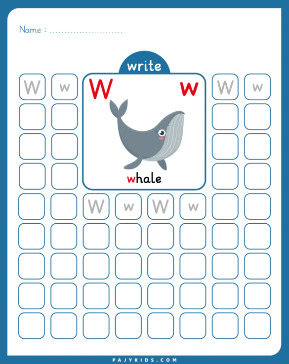 Tracing Letter W Worksheets for Kindergarten Writing Practice