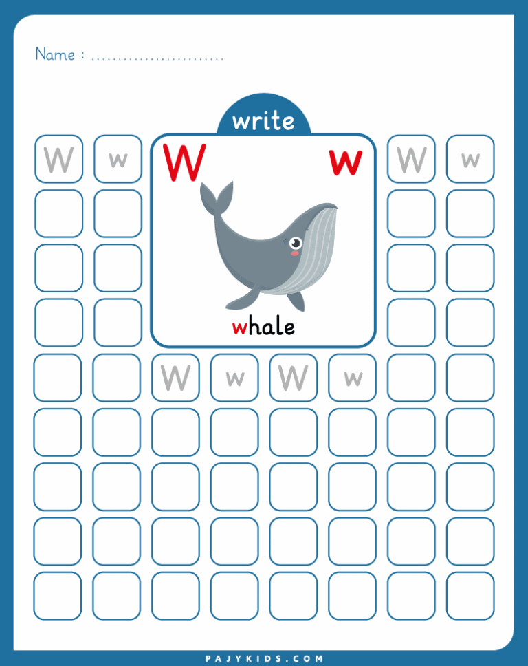 Tracing Letter W Worksheets for Kindergarten Writing Practice