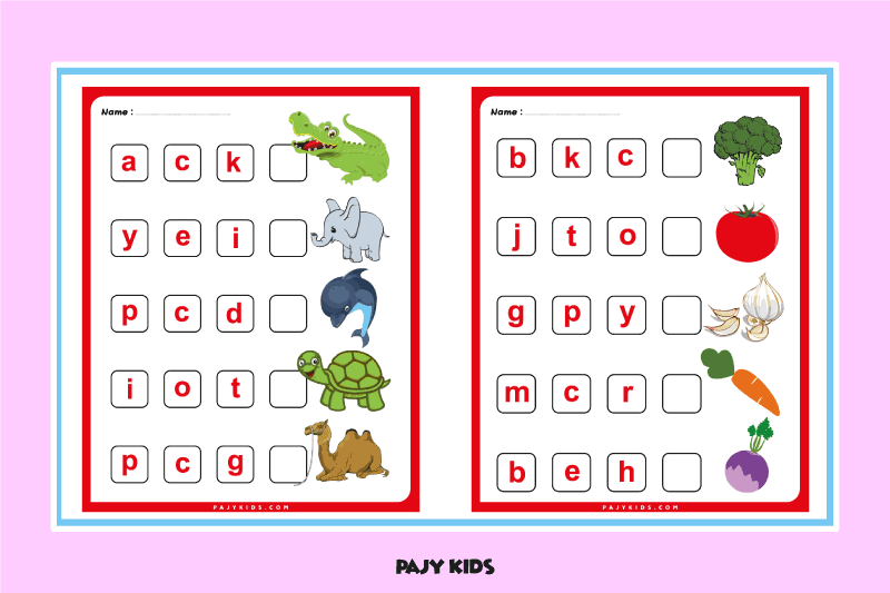 Alphabet Activities with Animals, Foods, and Transportation