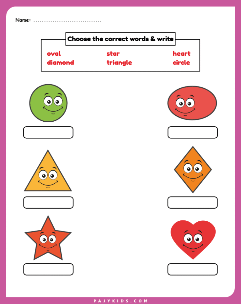 Learn Shapes Worksheets for Kindergarten Learning