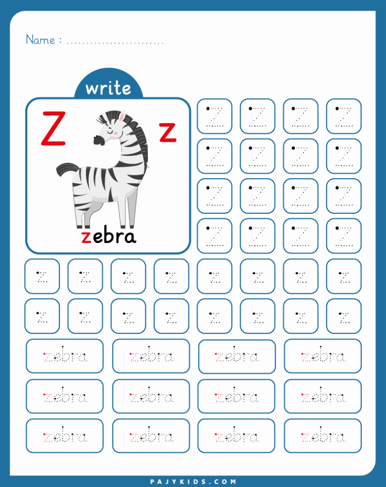 Tracing Letter Z Practice with Fun and Educational Worksheets